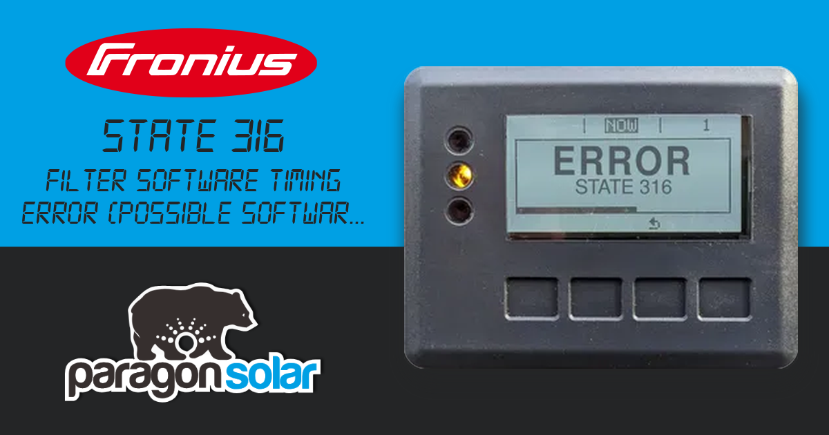 Fronius State 316 Error | Paragon Solar