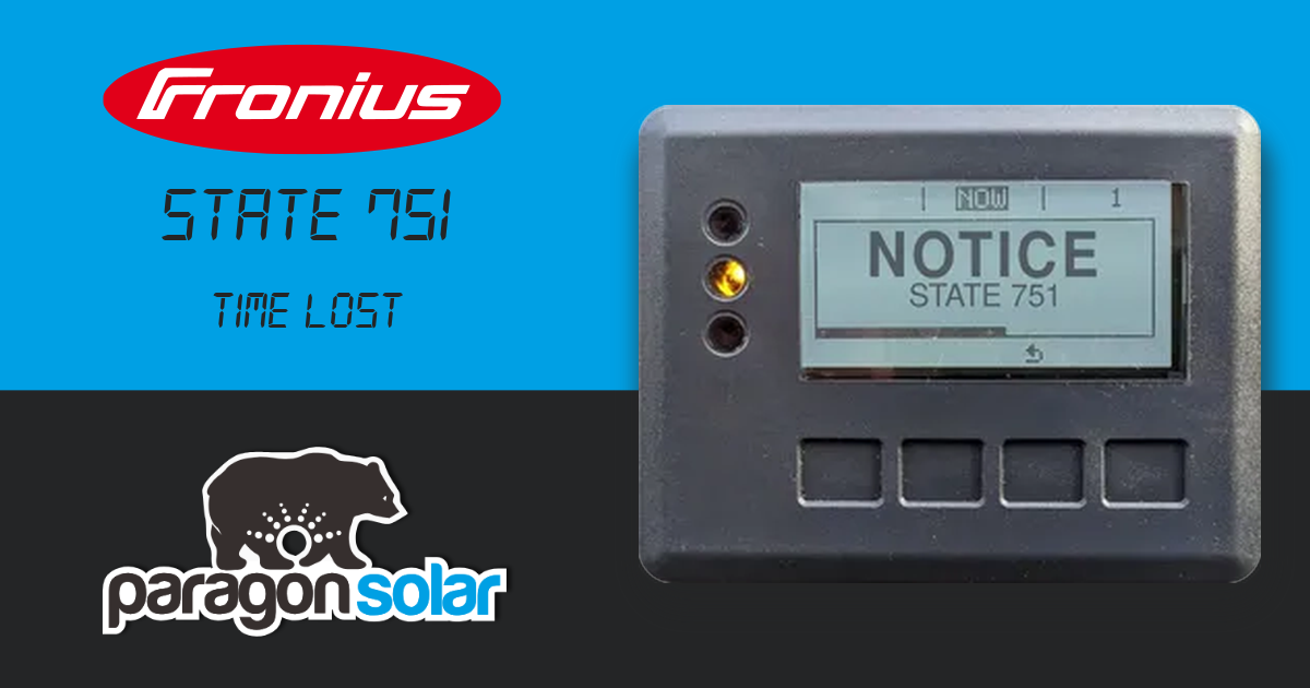 Fronius State 751 Error | Paragon Solar
